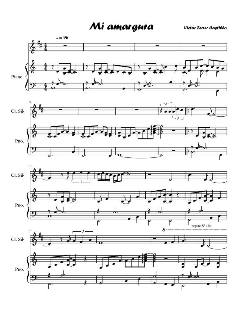 MI AMARGURA (Clarinete y Piano) | PDF