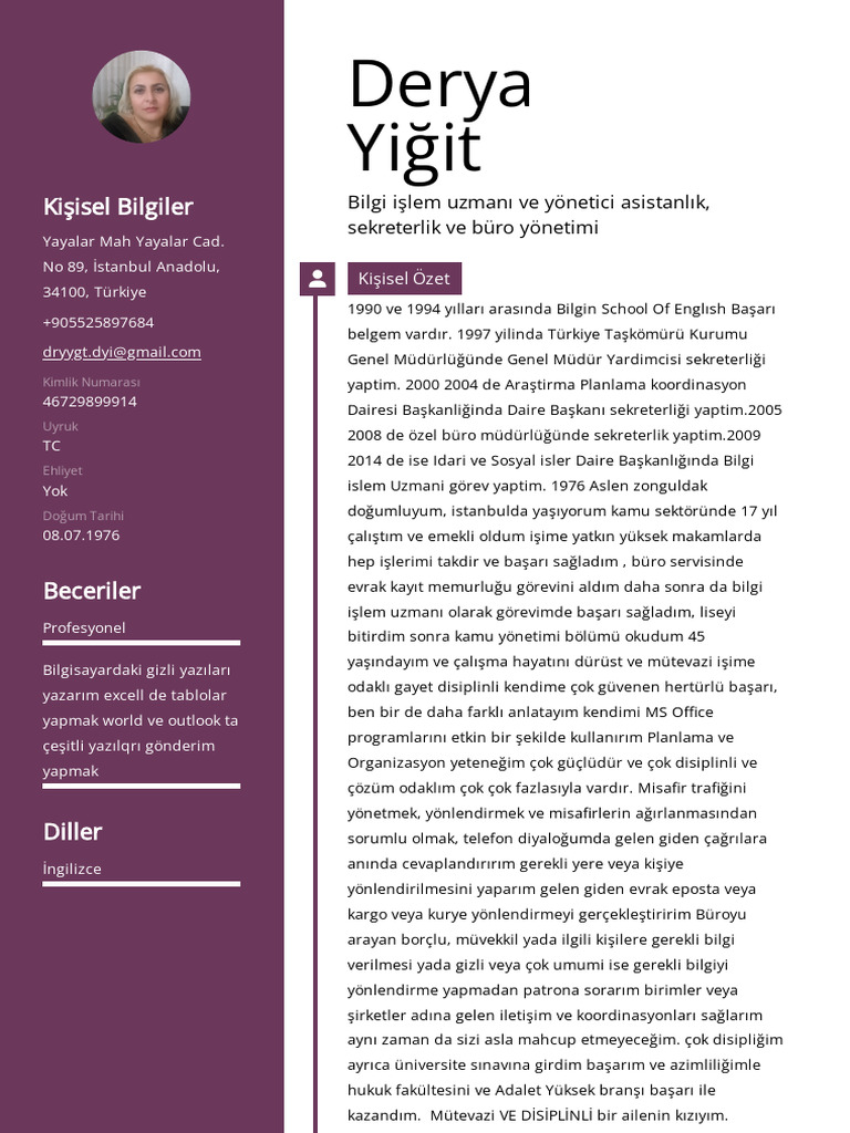 CV - Derya Yiğit (1) - 1 | PDF