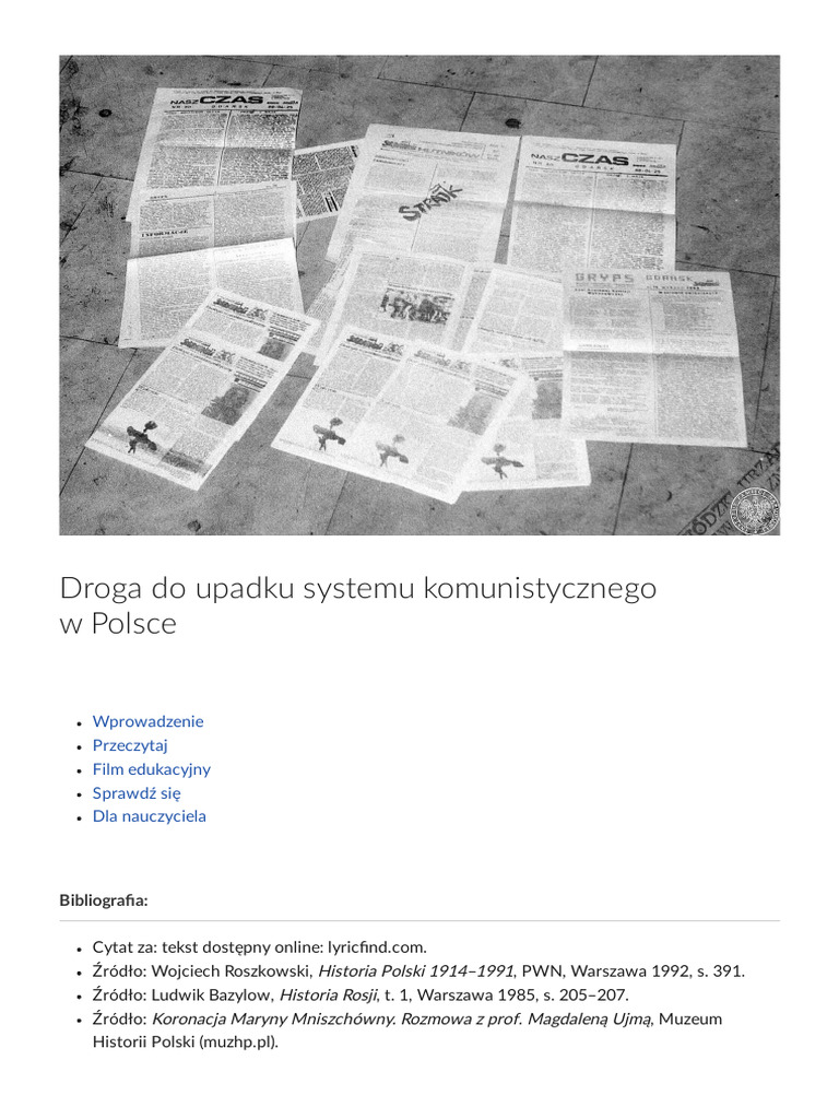 Droga Do Upadku Systemu Komunistycznego W Polsce | PDF