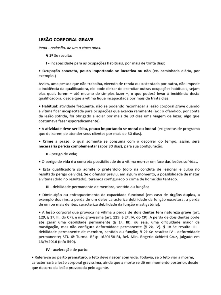 Aula Lesão Corporal Grave | PDF | Direito