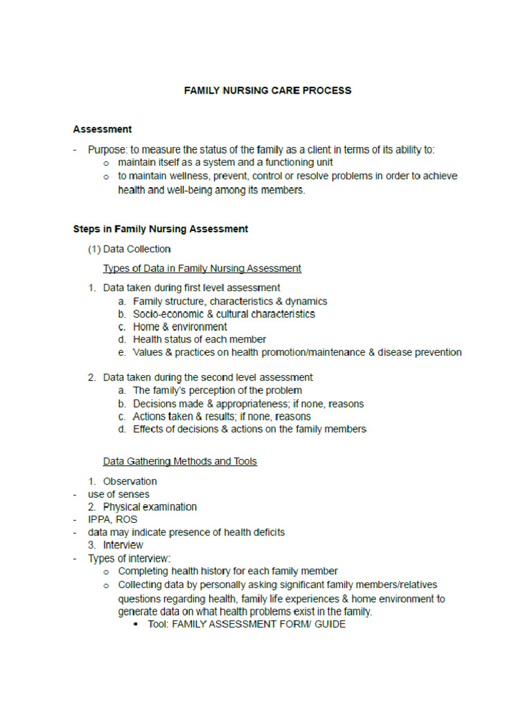 Family Nursing CARE Process | PDF