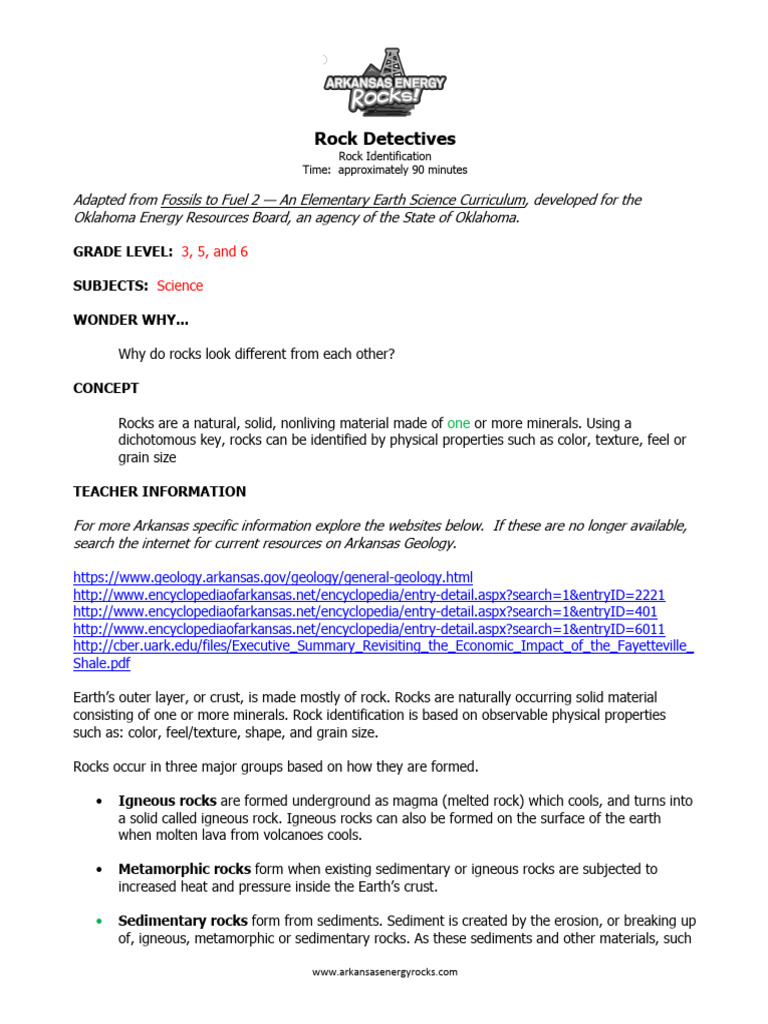 Rock Detectives Activity | PDF