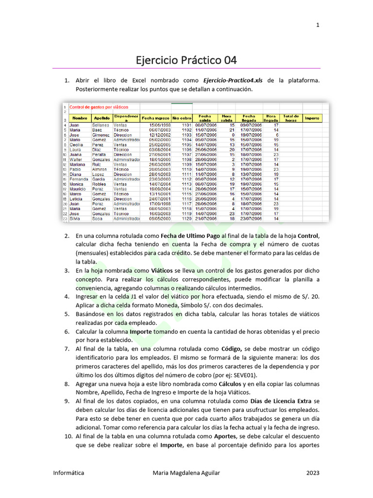 Practica 4 Excel Pdf