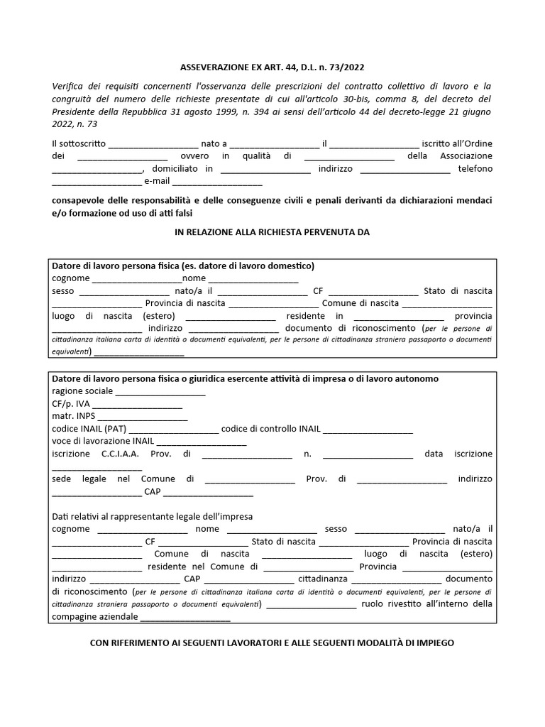 Modello Asseverazione | PDF
