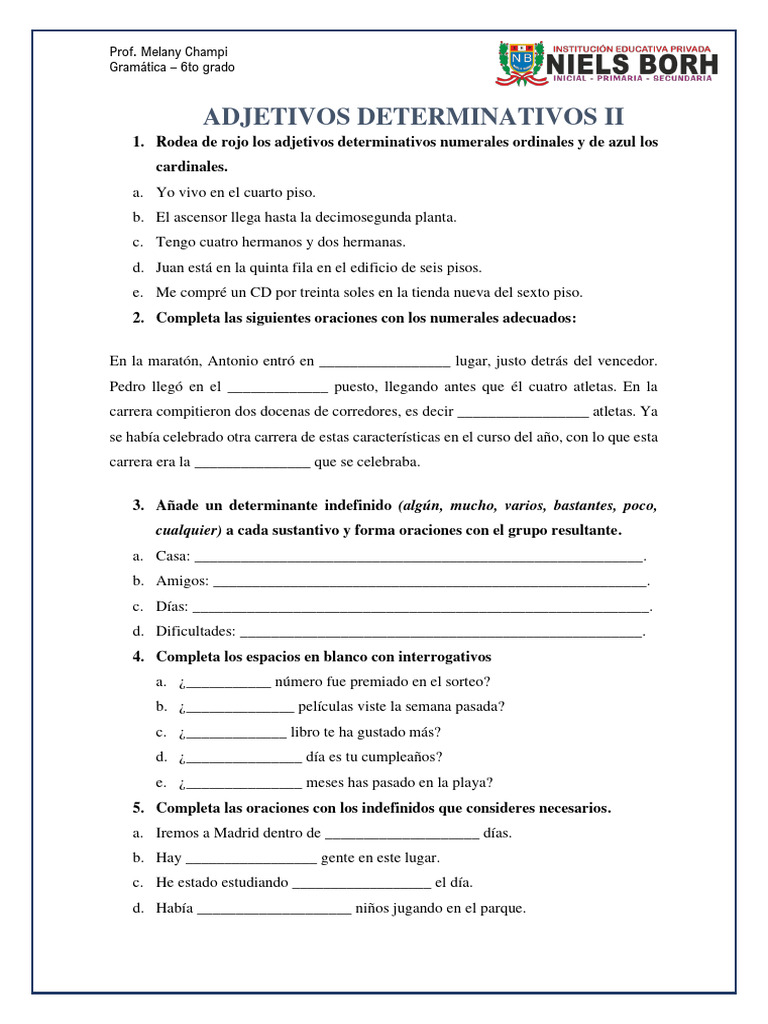 Adjetivos Determinativos Ii | PDF
