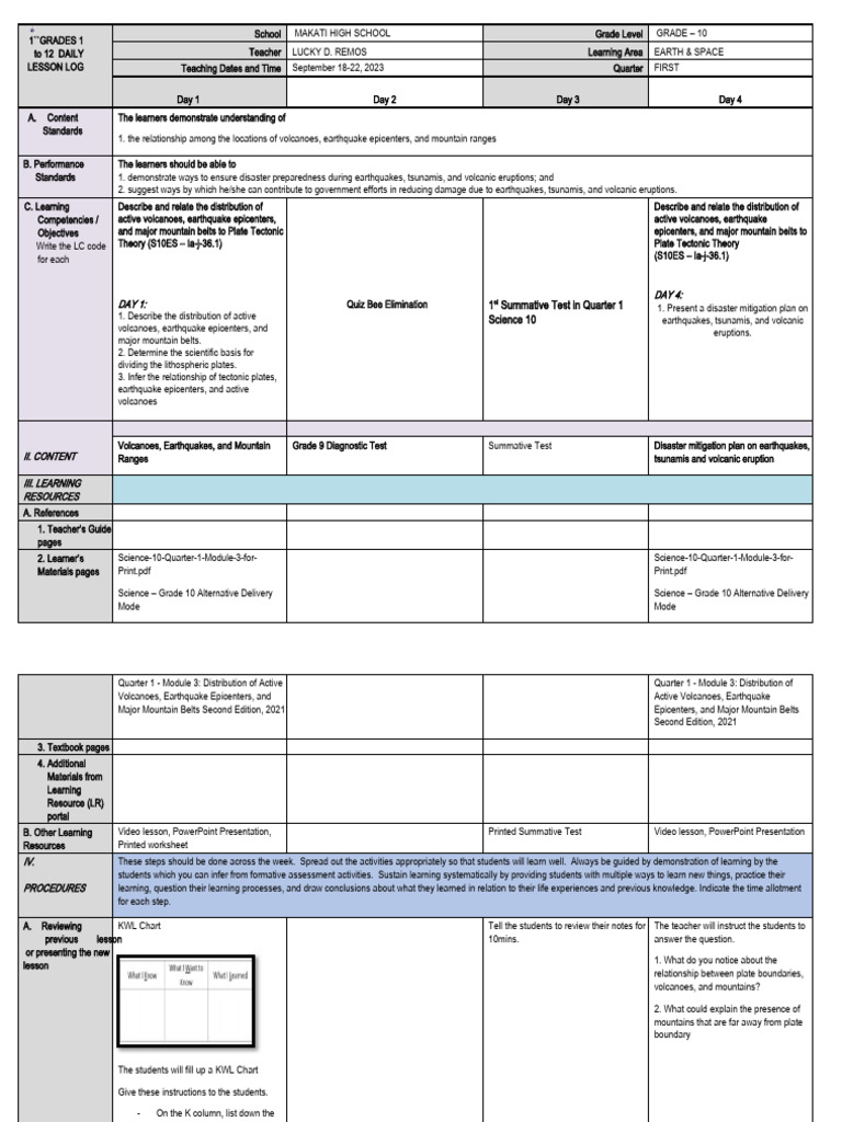 Week 3 G10 | PDF | Volcano | Earthquakes