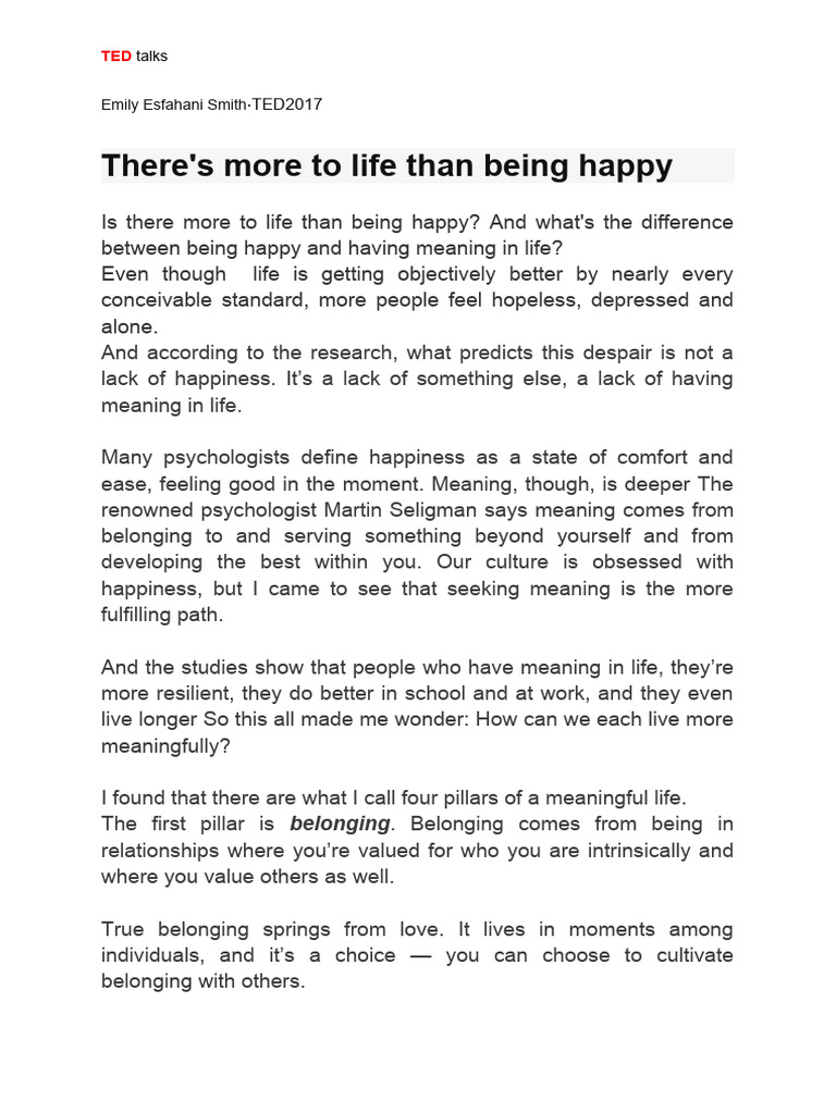 Emily Esfahani Smith TED2017 | PDF