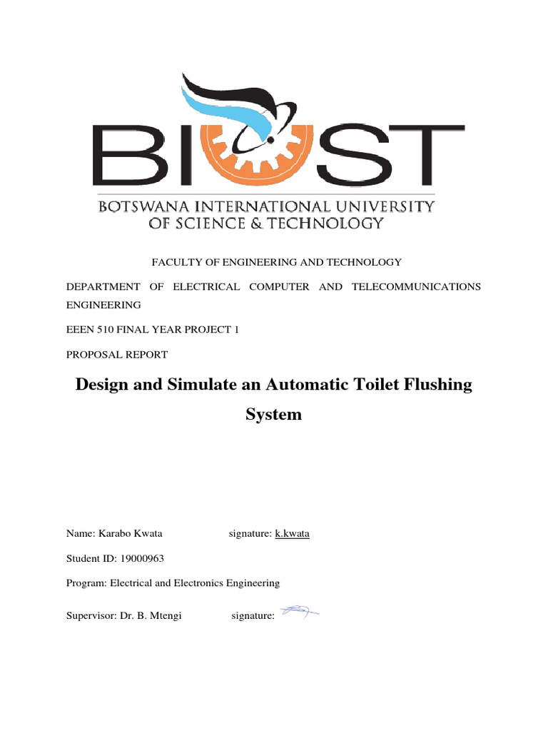 Automatic Toilet Flushing System Proposal Report | PDF | Toilet | Hygiene