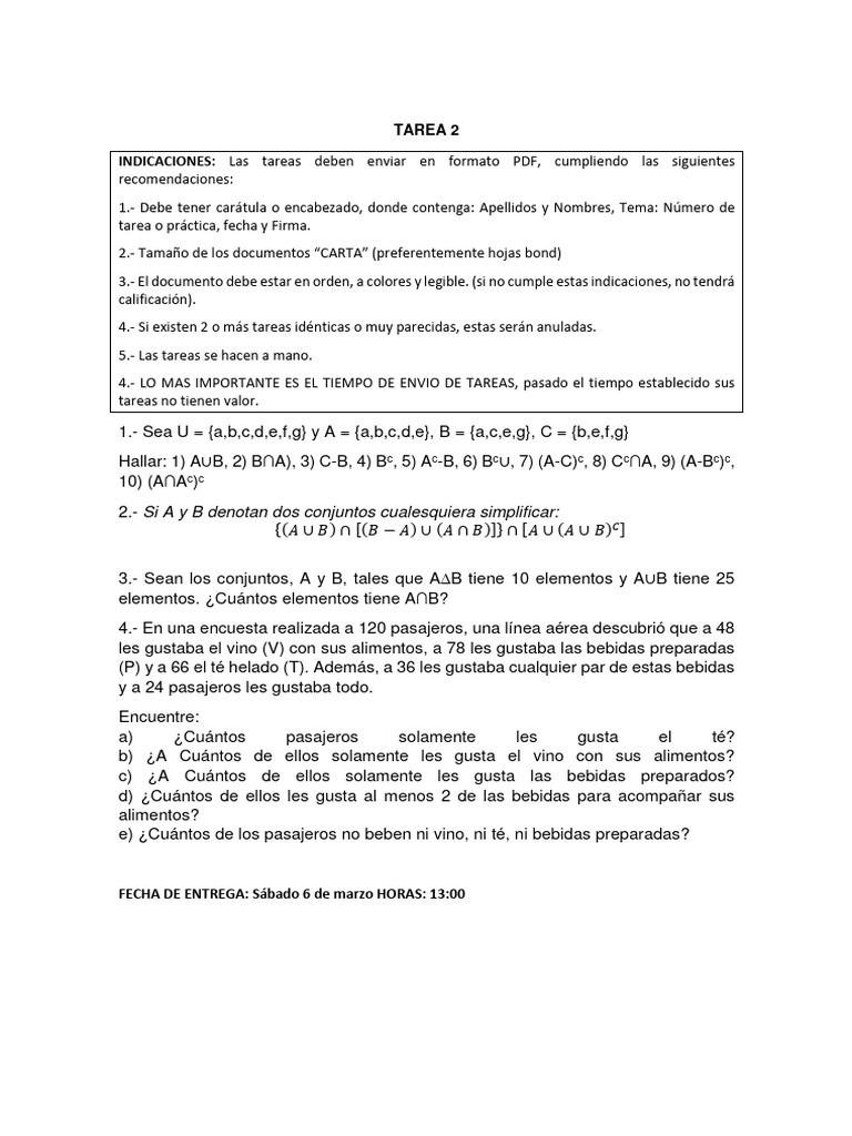 Instrucciones para Entrega de Tareas | PDF