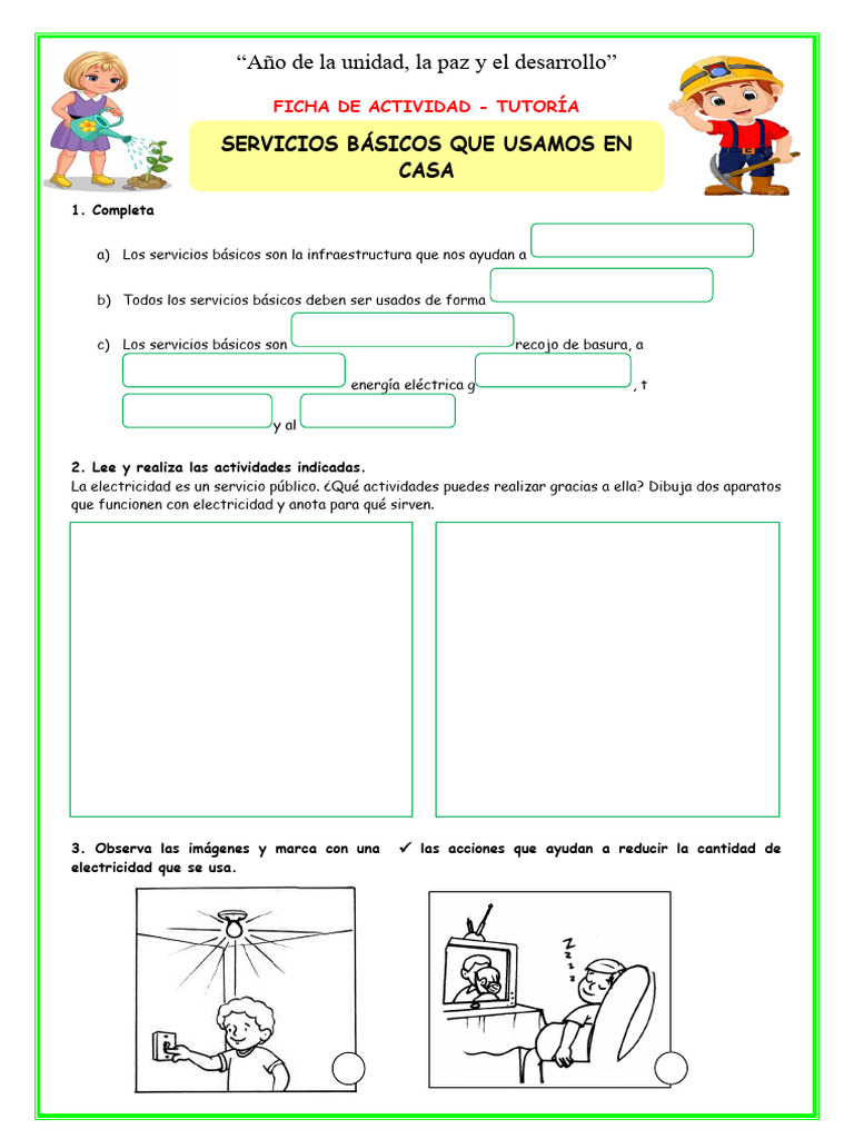 Actividades sobre servicios básicos en casa | PDF | Negocios | Ciencias ...