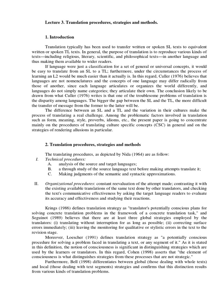 Lecture 3. Translation Techniques | PDF | Language Arts & Discipline