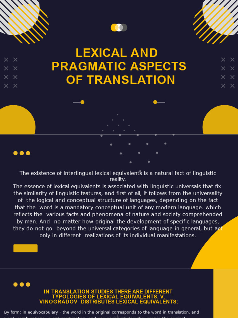 11 Lexical and Pragmatic Aspects of Translation | PDF