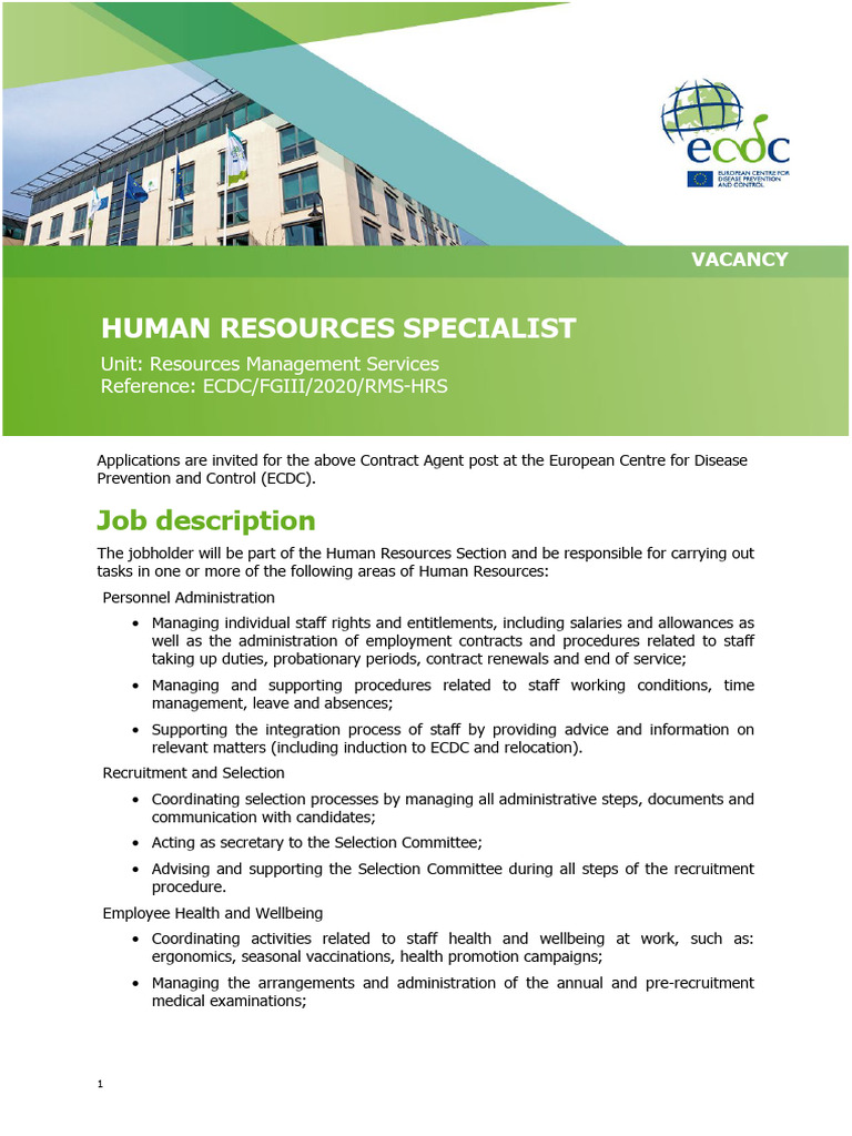 Vacancy Notice Human Resources Specialist | PDF | Career & Growth