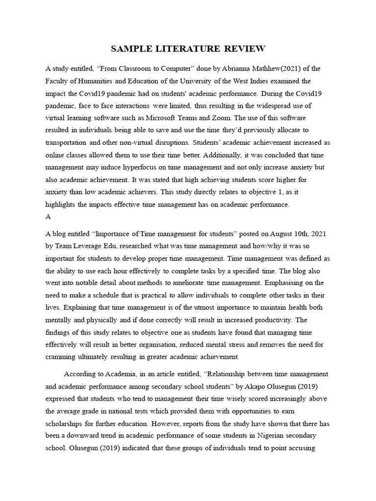 Sample Literature Review | PDF | Procrastination | Professional Skills
