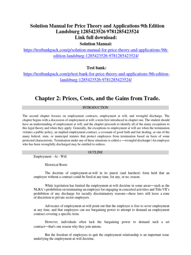 Solution Manual for Price Theory 9th Ed. | PDF | Social Science | Law