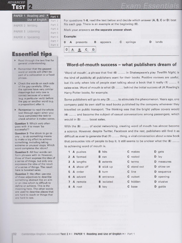 Exam - Essentials - 2 CAE Practice - Tests - Cambridge | PDF