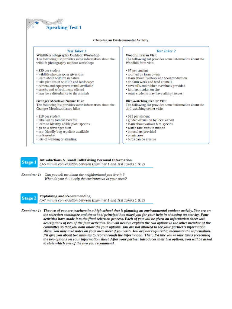 Sample Speaking Test 1 Digibook Ecpe W Answers | PDF