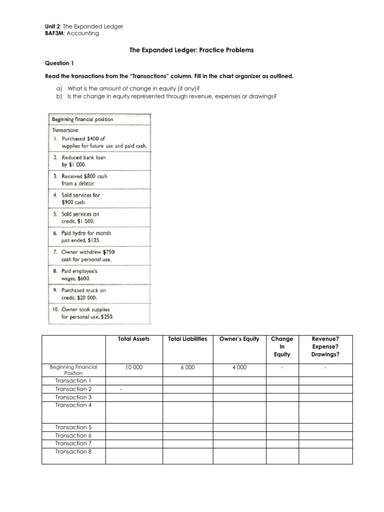 Expanded Ledger - Practice Problems | PDF