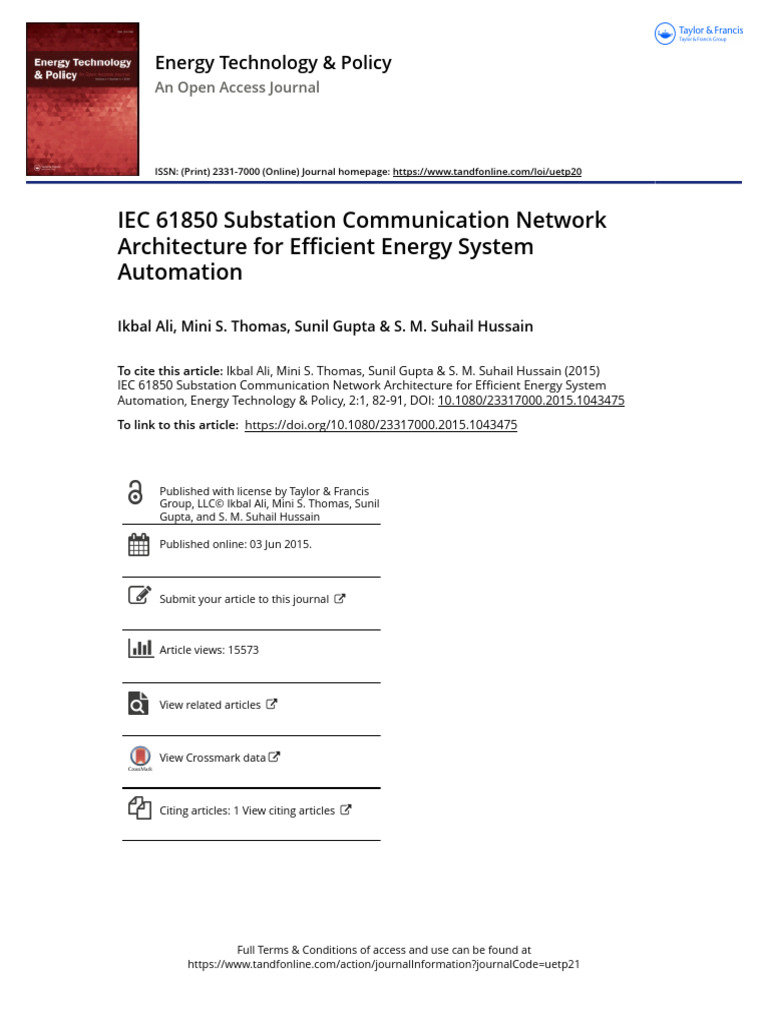 IEC 61850 Substation Communication Network Architecture For Efficient Energy System Automation ...