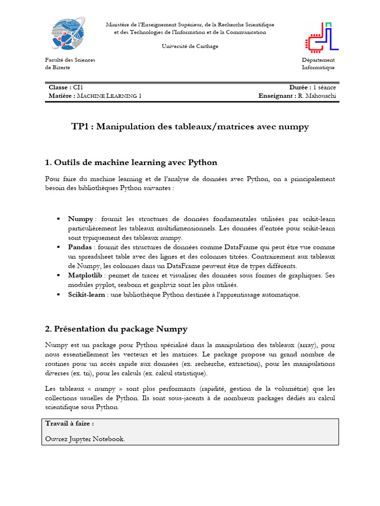 tp1 Numpy | PDF