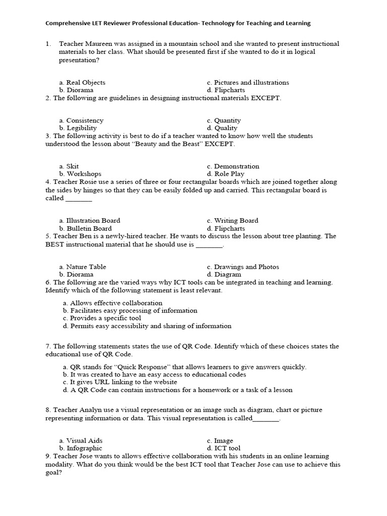 LET Reviewer: Tech in Teaching | PDF