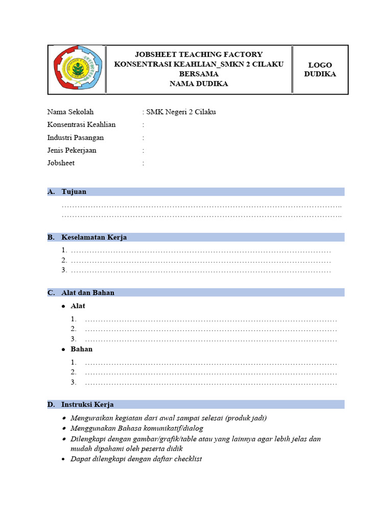 Format Job Sheet | PDF