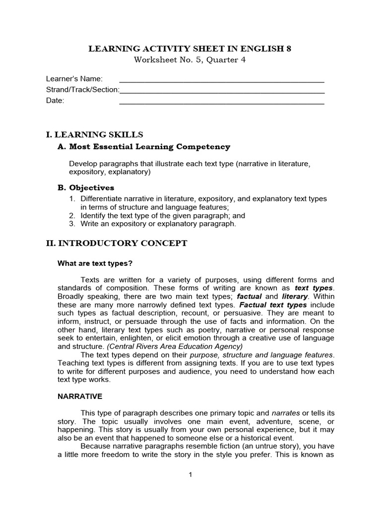 Grade 8 Q4 Las 5 | PDF