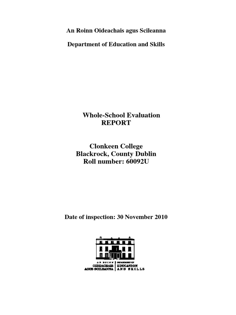 Whole-School Evaluation - REPORT | PDF