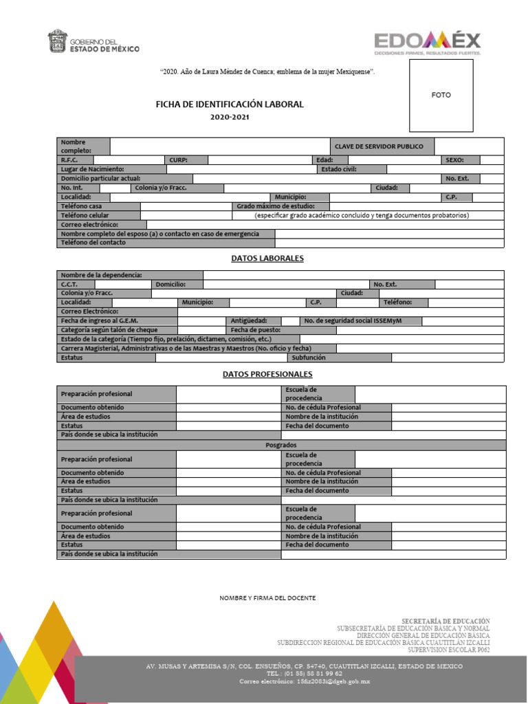 Ficha de Identificación Laboral Docente | PDF