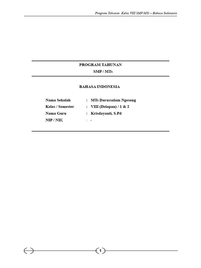 Prota Kelas 8 Bahasa Indonesia K13 | PDF