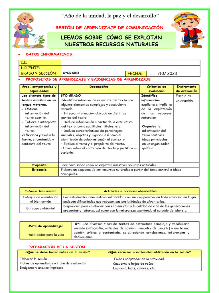 Ses-Lun-Com-Leemos Sobre Cómo Se Explotan Nuestros Recursos Naturales | PDF