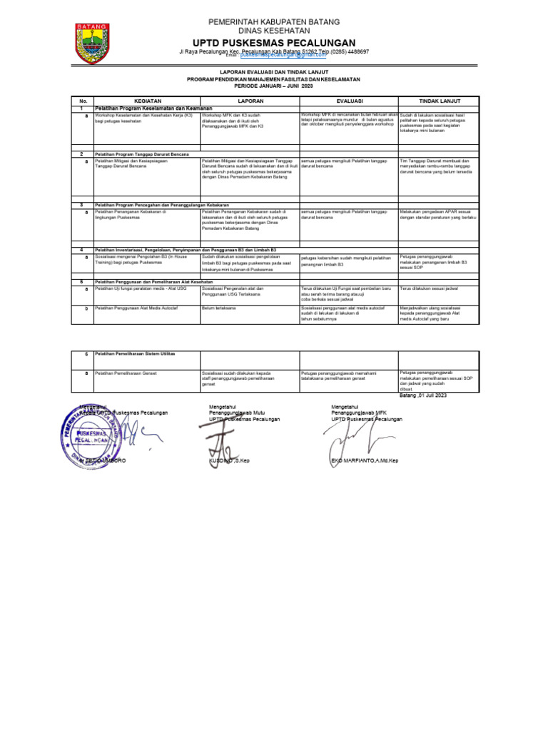 Contoh Lampiran Program Pendidikan MFK | PDF