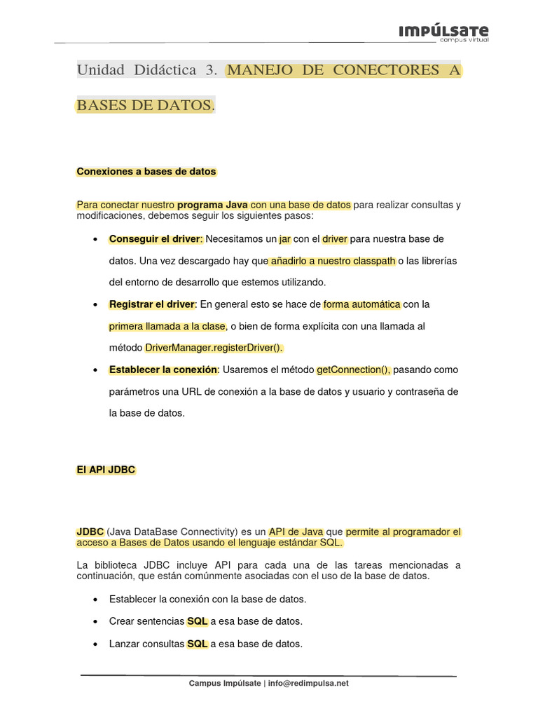 3 Manejo de Conectores A Base de Datos | PDF | SQL | Bases de datos