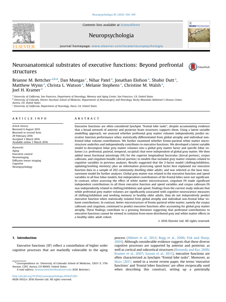 BETTCHER (2016) - Neuroanatomical Substrates of Executive Funtions ...
