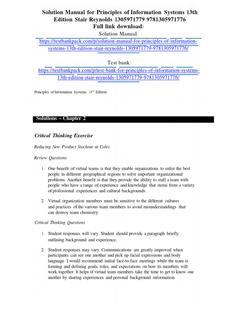 Solution Manual for Info Systems 13th Edition | PDF | Project Gutenberg ...