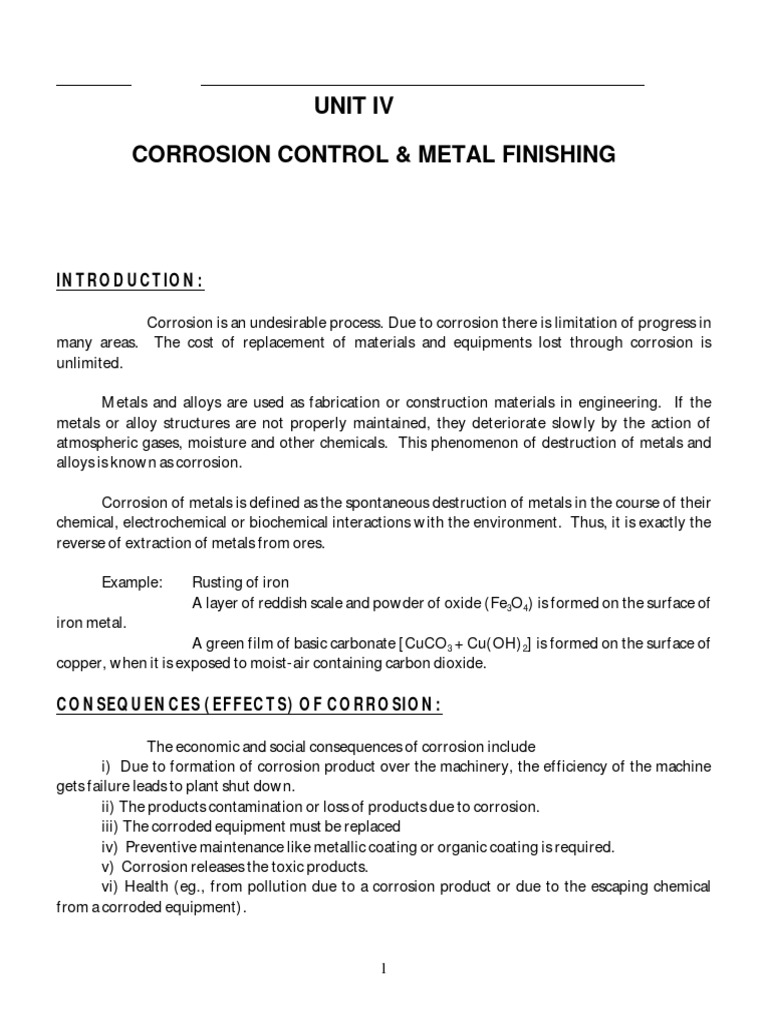 Unit 4 - Corrosion | PDF