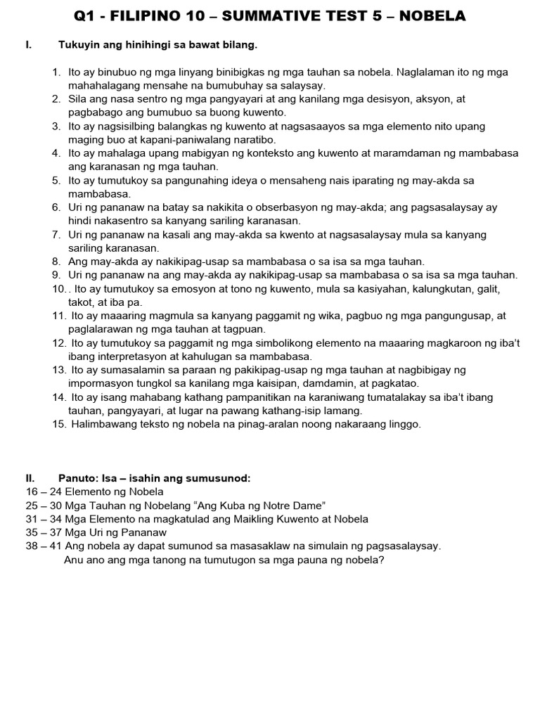 Summative Test 5-Q1 | PDF