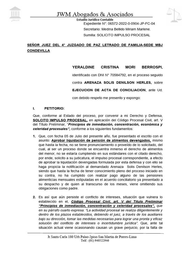 Escrito Impulso Procesal | PDF
