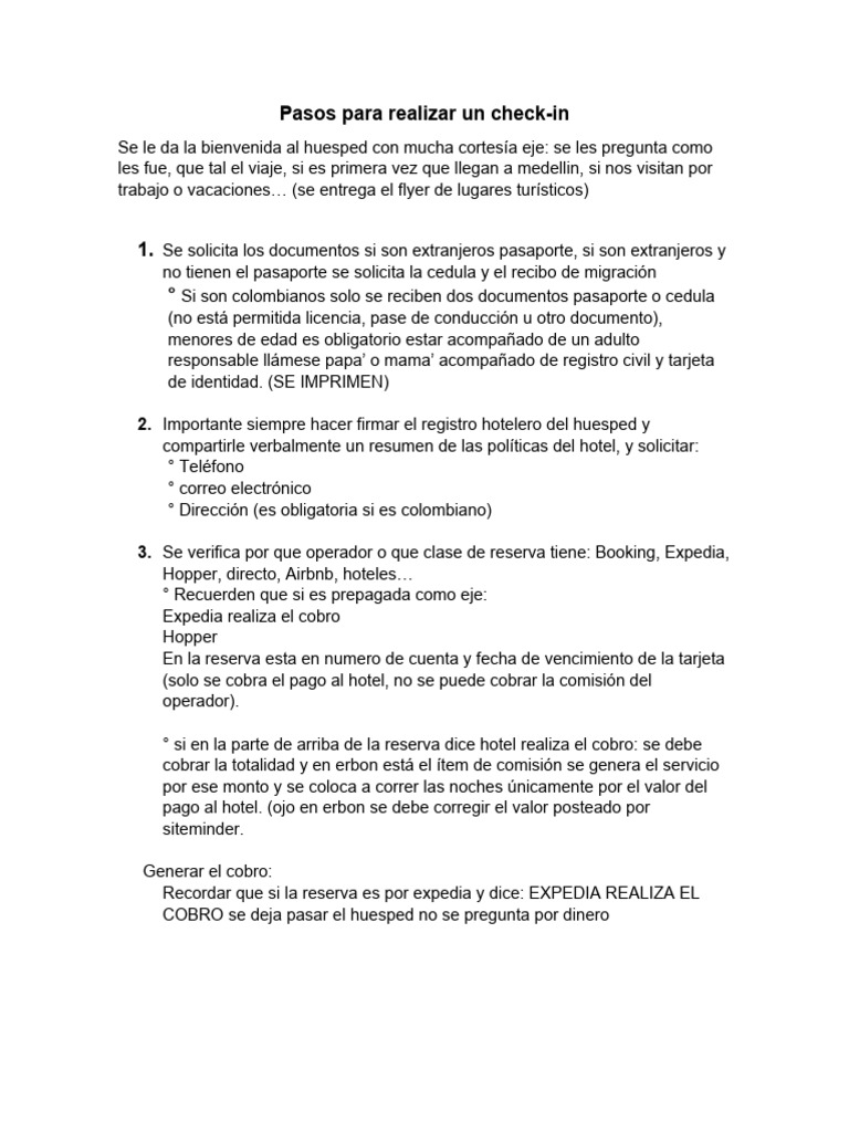Pasos para Realizar Un Check in | PDF