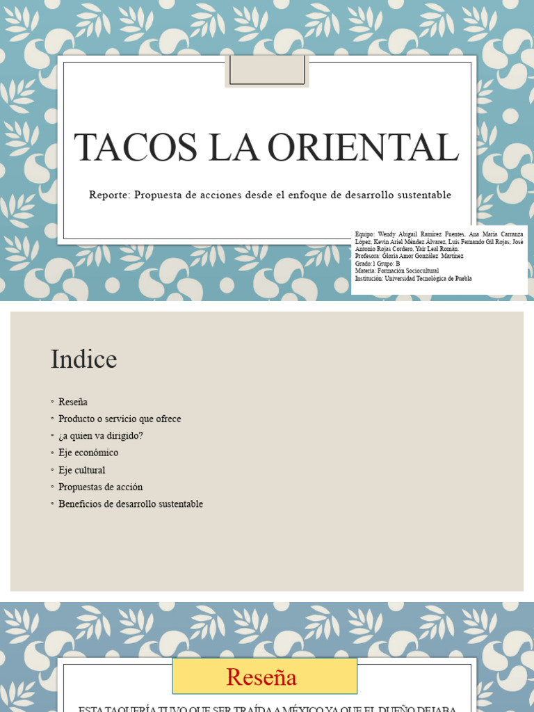 Tacos La Oriental | PDF
