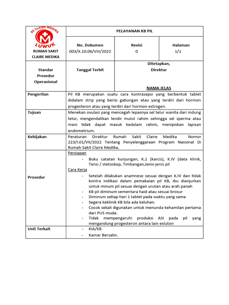 Spo KB Pil | PDF | Kesehatan Holistik