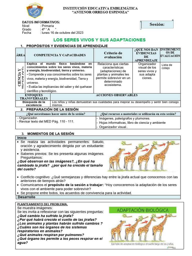 2 Ciencia Los Seres Vivos y Sus Adaptaciones | PDF