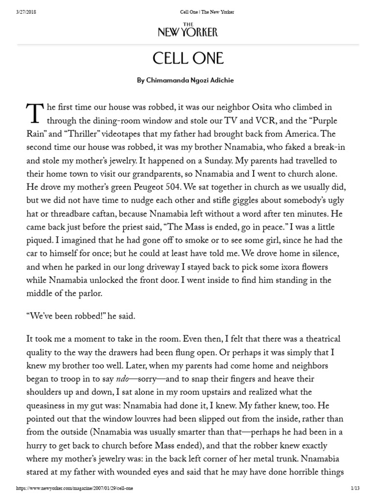 Cell One The New Yorker | PDF