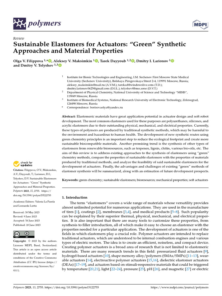 Polymers 15 02755 v2 | PDF | Polyurethane | Physical Sciences