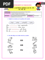 Palabras Con Ca Co Cu | PDF