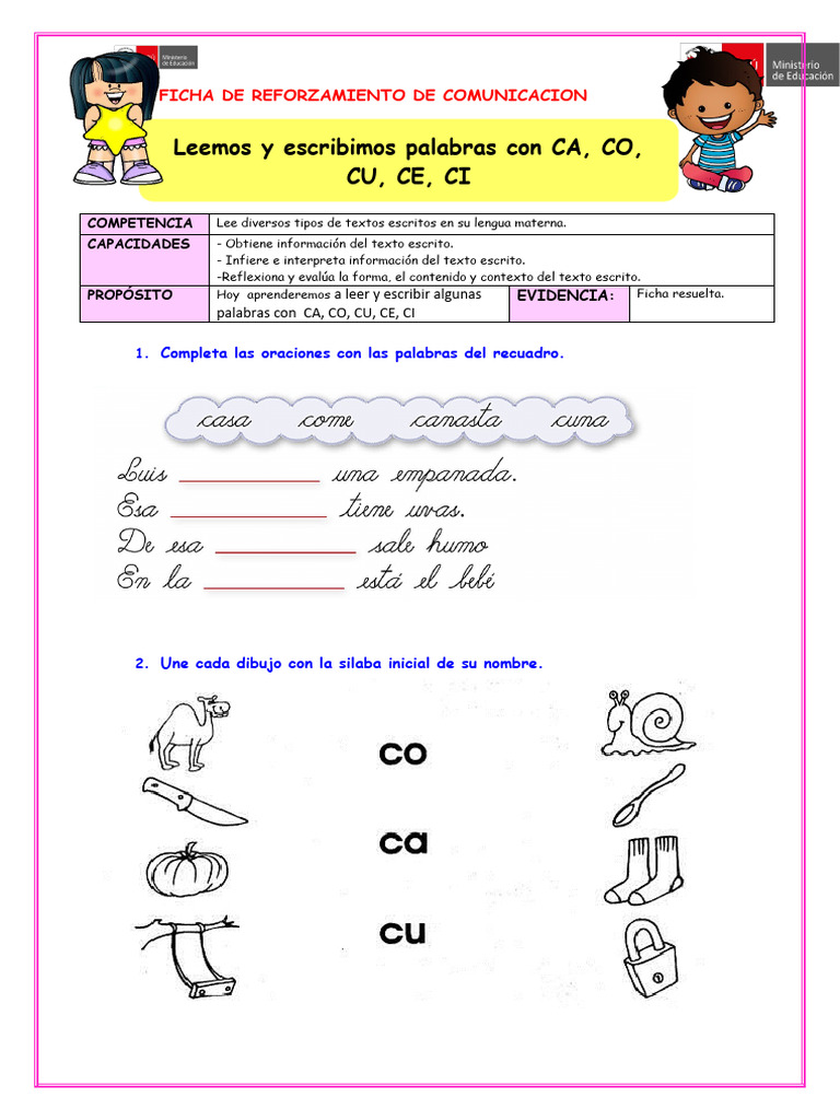 Ref Com Leemos Palabras CA, Co, Cu, Ce, Ci-1 | PDF
