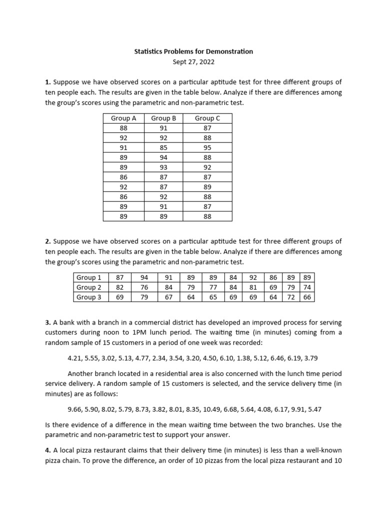 Statistical Analysis of Group Differences | PDF
