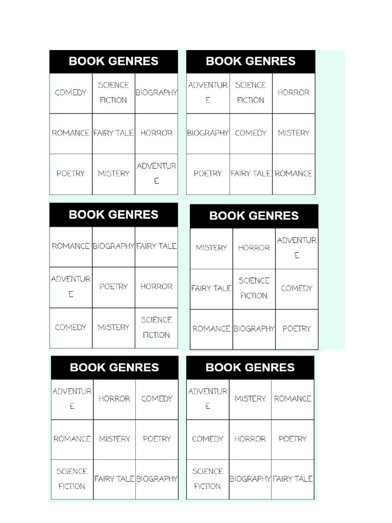BINGO Book Genre | PDF
