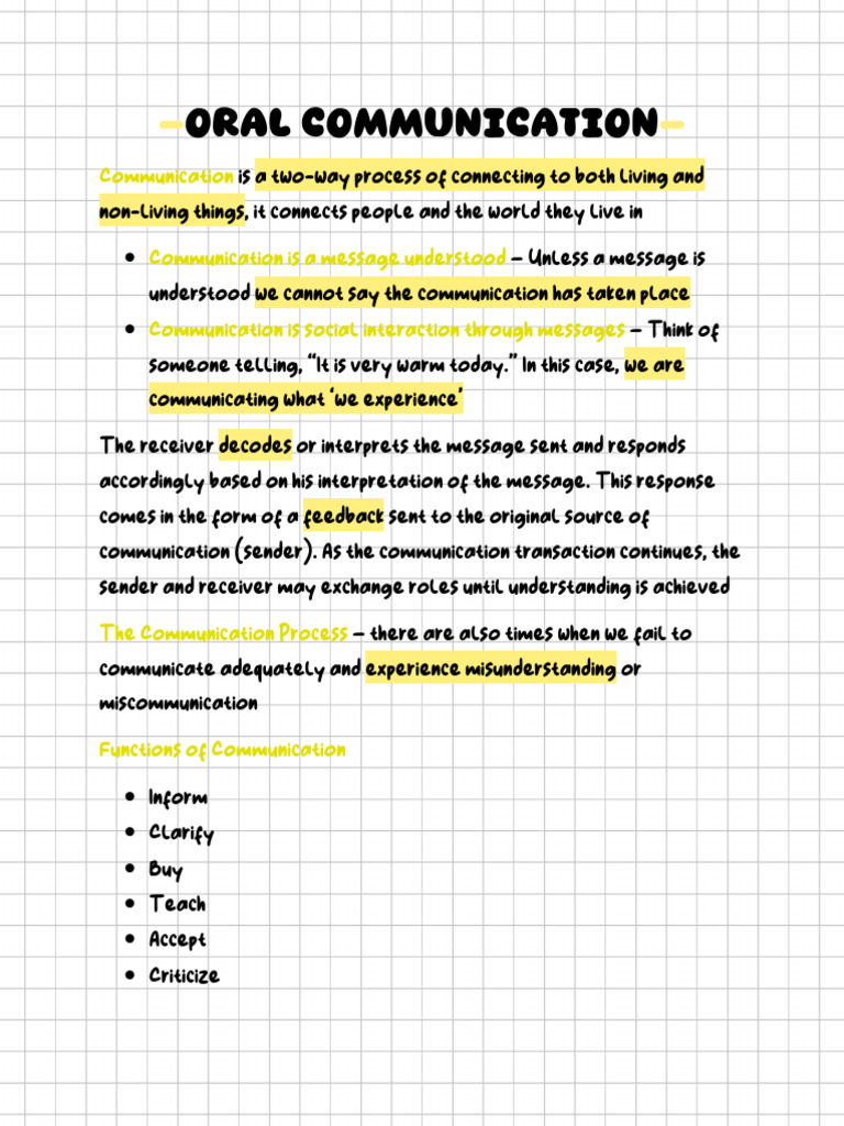 Oral Comms First Quarter Summary | PDF | Communication | Nonverbal Communication