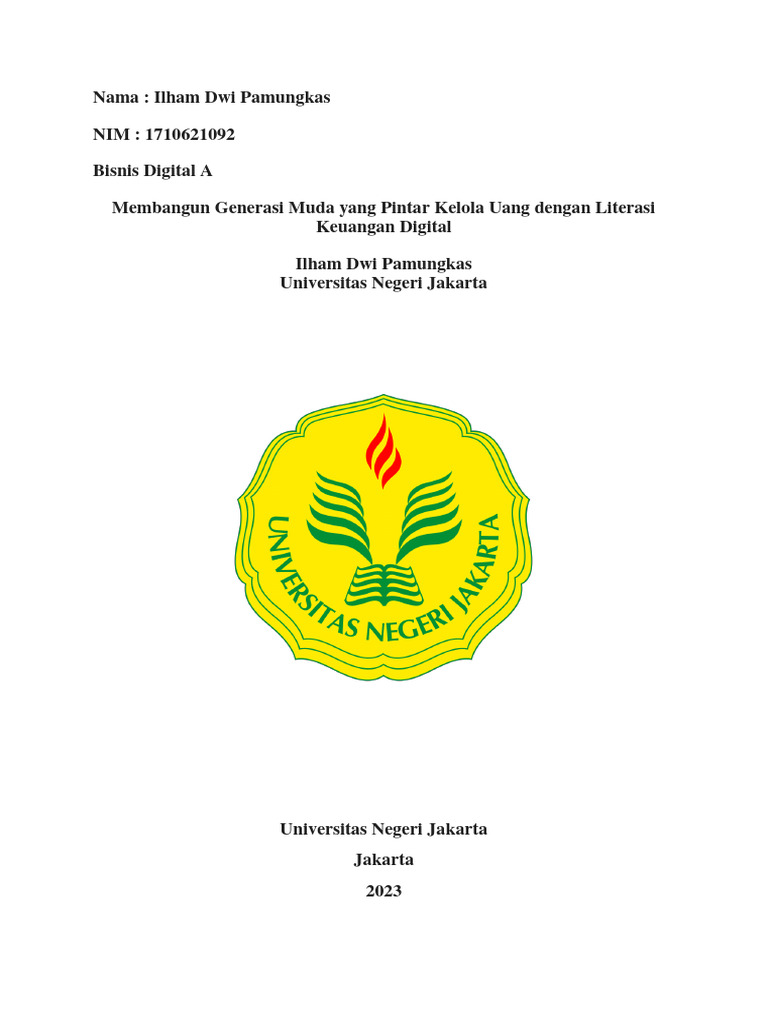 Membangun Generasi Muda Yang Pintar Kelola Uang Dengan Literasi Keuangan Digital | PDF